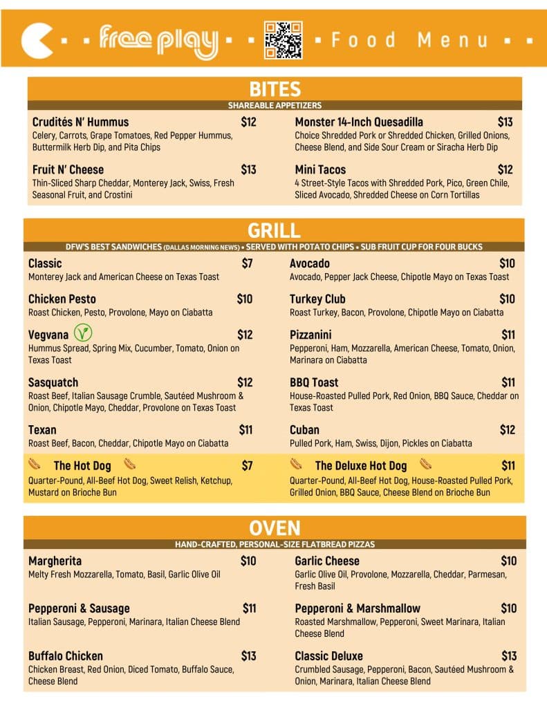 Food at Free Play Arcade - The Best Arcade Food