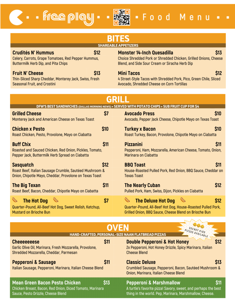 Food at Free Play Arcade - The Best Arcade Food