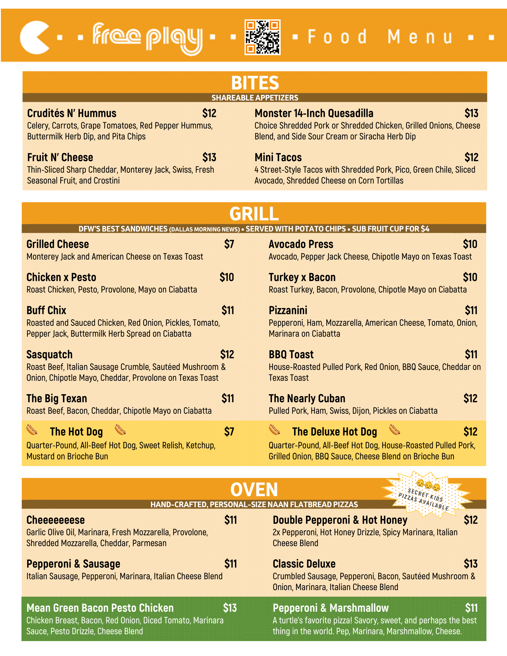 Food at Free Play Arcade - The Best Arcade Food